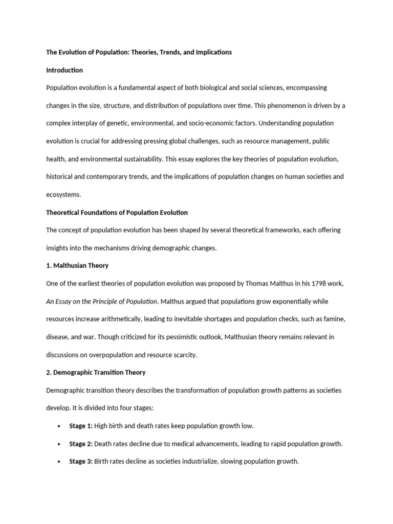 Population Evolution: Theories and Trends | PDF | Evolution ...