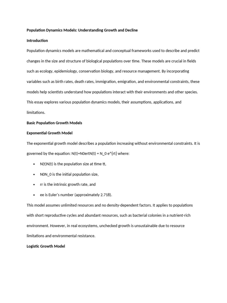 Population Dynamics Models | PDF | Natural Environment | Ecology