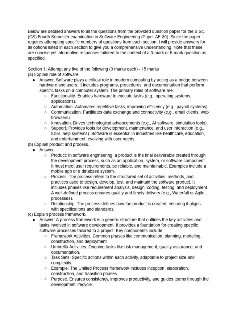 B.Sc. Software Engineering Exam Answers | PDF | Agile Software ...