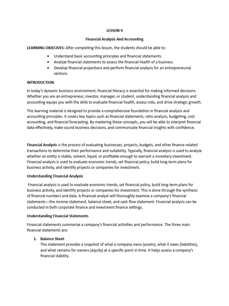 Financial Analysis and Accounting Basics | PDF | Expense | Accounting