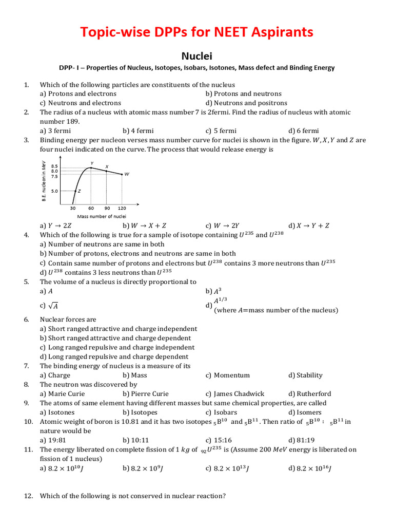 DPP 01NUCLEI ( (@MR - Sudhanshu - Official) ) | PDF | Atomic Nucleus | Neutron
