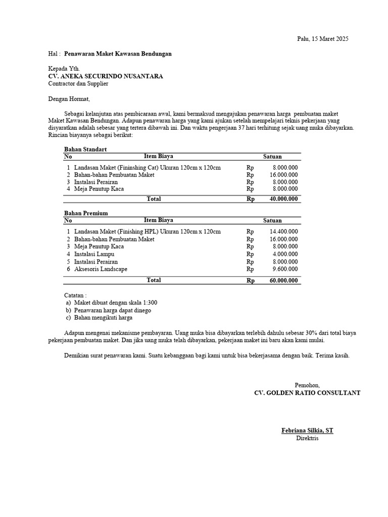 Penawaran Maket | PDF