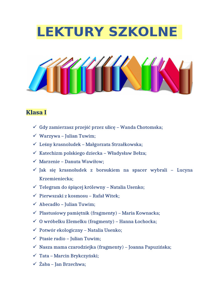 Lektury Szkolne 13 SP 20182019 | PDF