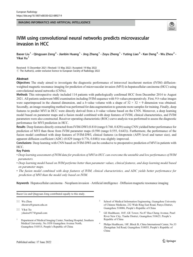 03. (肝癌) (多通道输入) IVIM Using Convolutional Neural Networks Predicts Microvascular Invasion in HCC ...