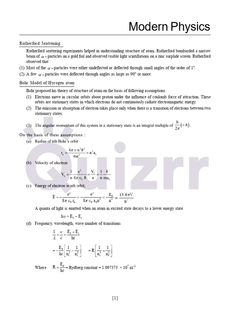 Modern Physics | PDF | Electron | Photoelectric Effect