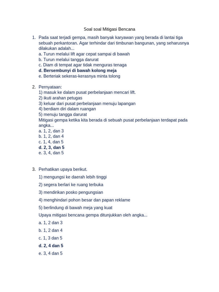 Jawaban Soal Mitigasi Bencana | PDF