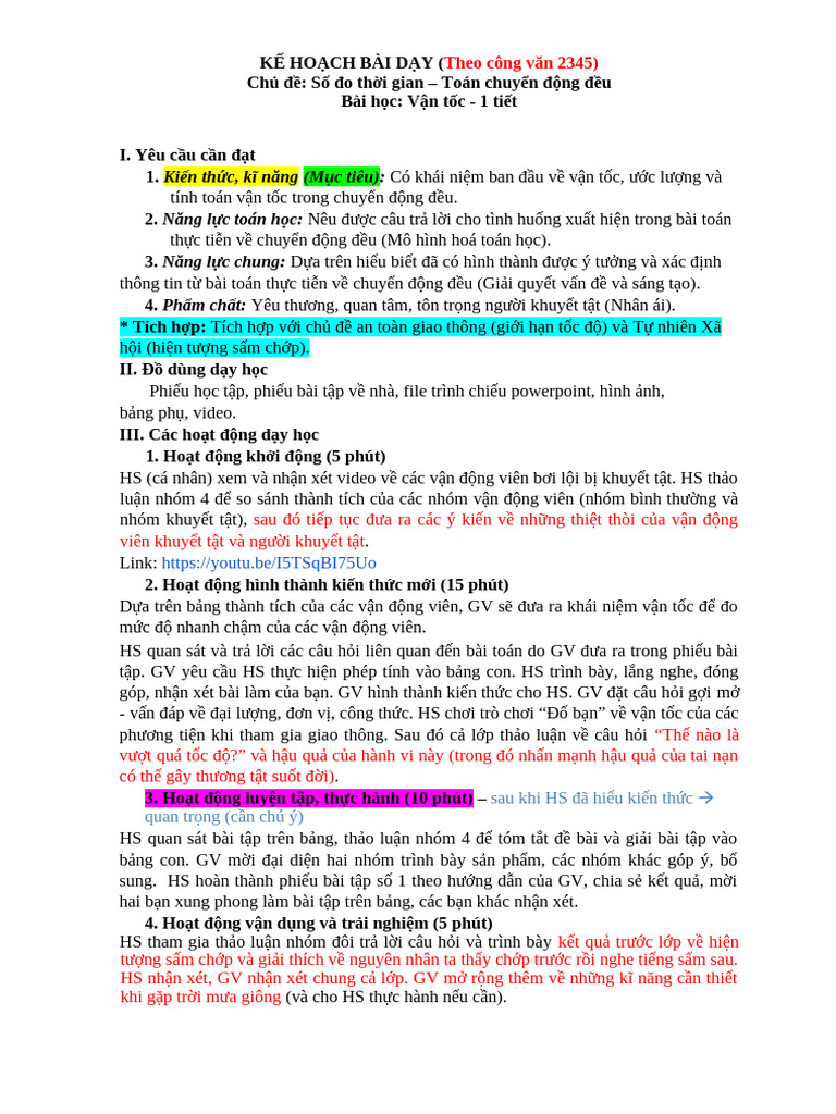 KHBD mẫu về tích hợp | PDF