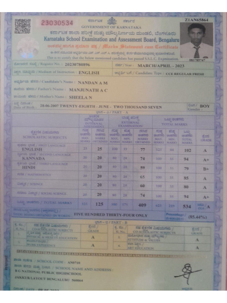 Class X Certificate | PDF