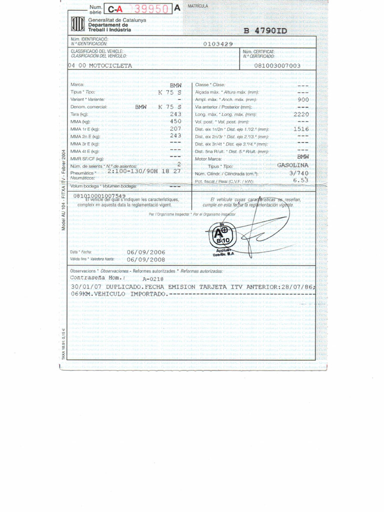 Ficha Técnica K75 | PDF