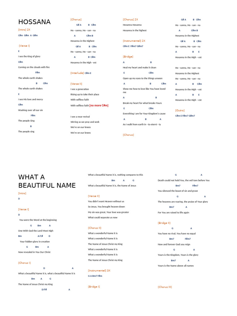 English Chords Church | PDF | Song Structure | Glory (Religion)