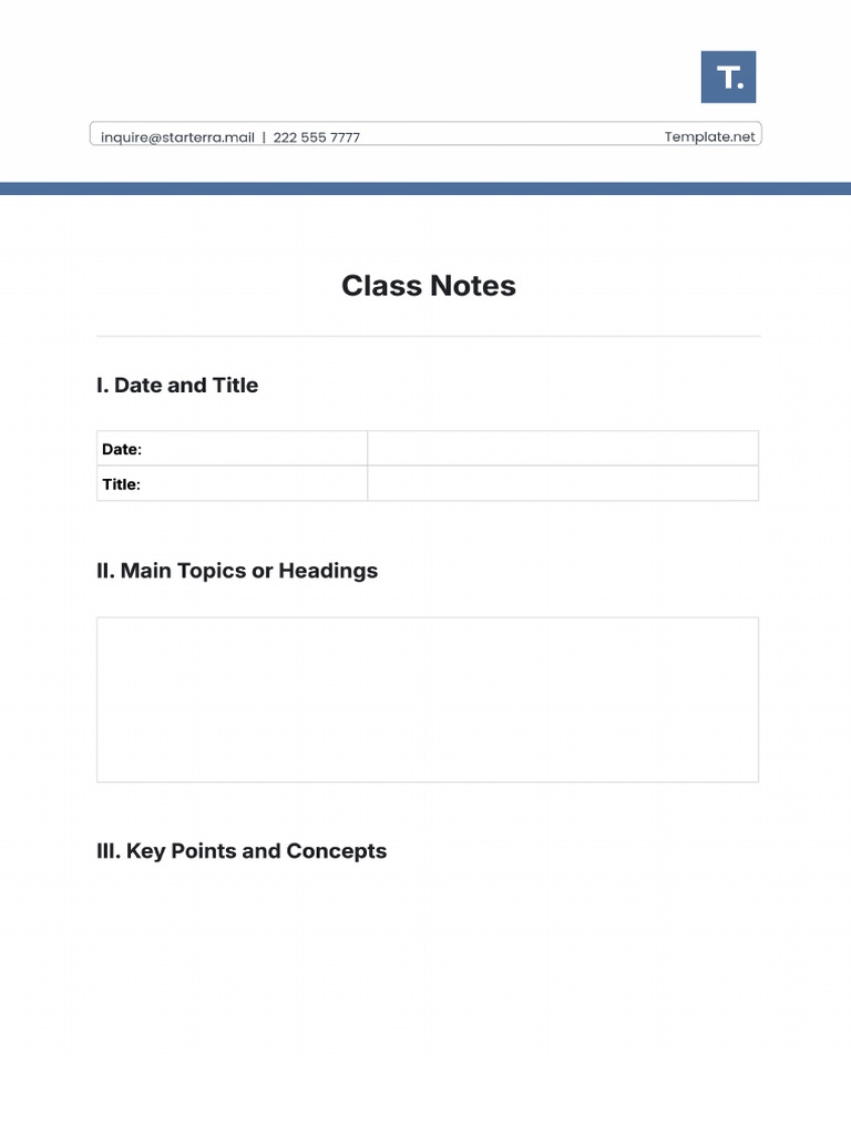 Class Notes Template | PDF
