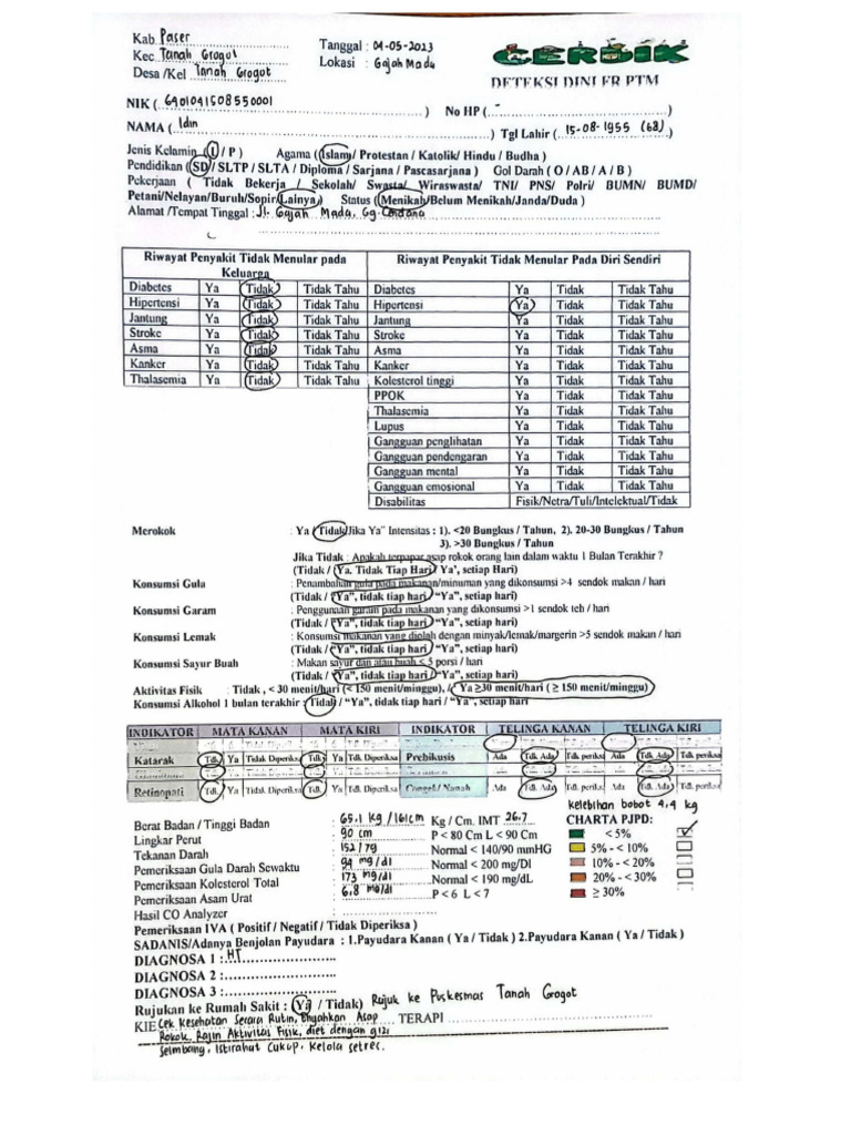 Form Deteksi PTM | PDF