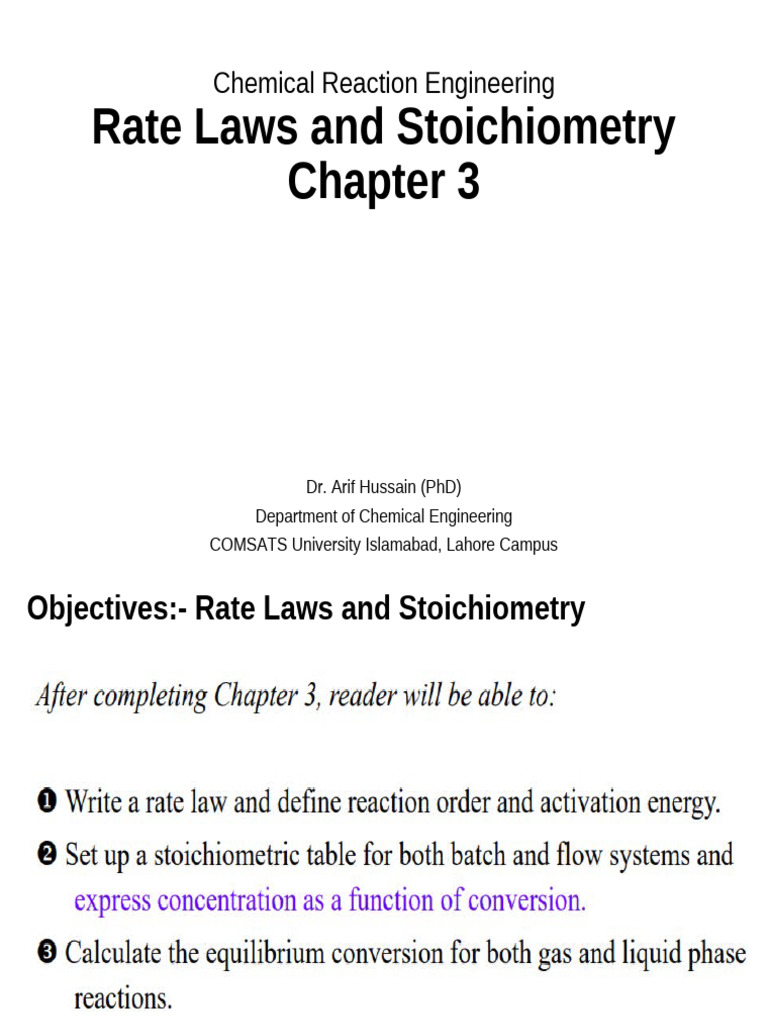 Chapter 3 Slides Students | PDF | Chemical Reactor | Stoichiometry