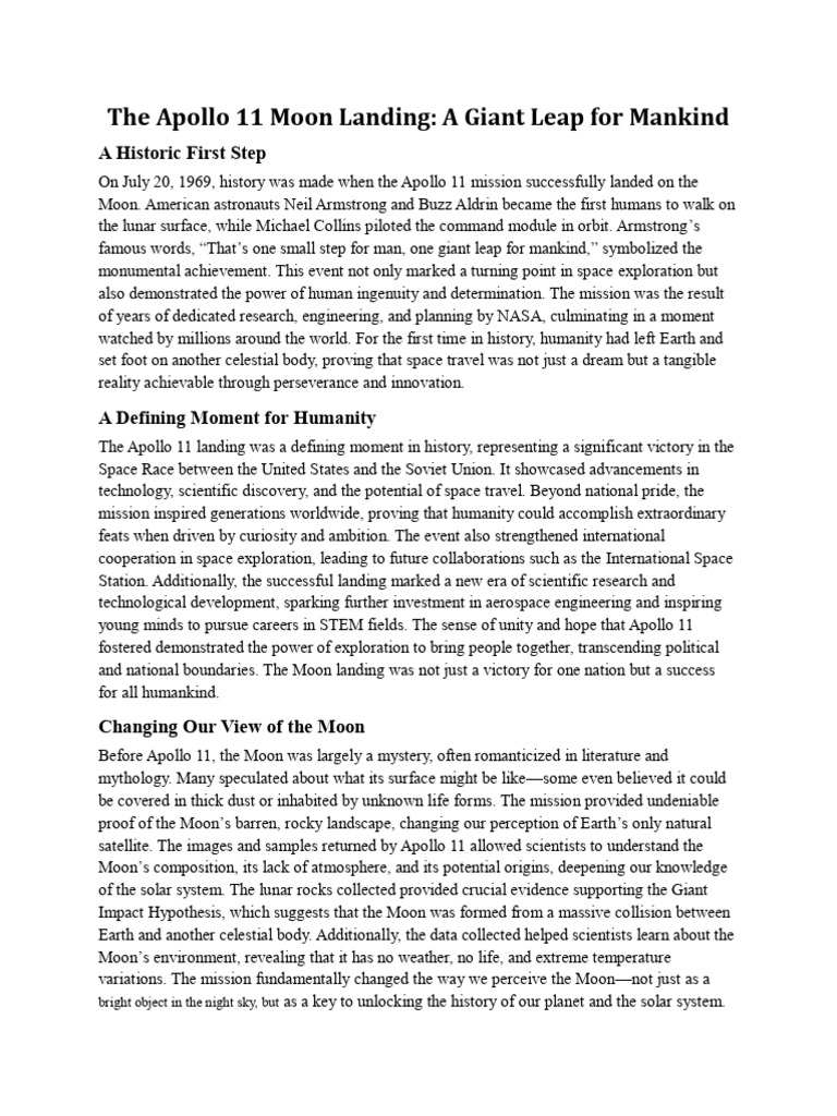 Apollo 11: Humanity's First Moon Landing | PDF | Moon | Apollo 11