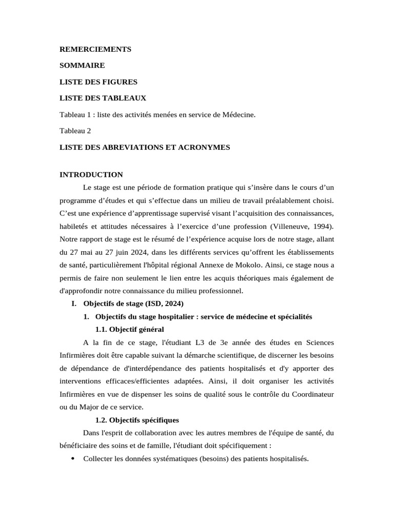 Rapport de stage en soins infirmiers 2024 | PDF | Allaitement | Médecine