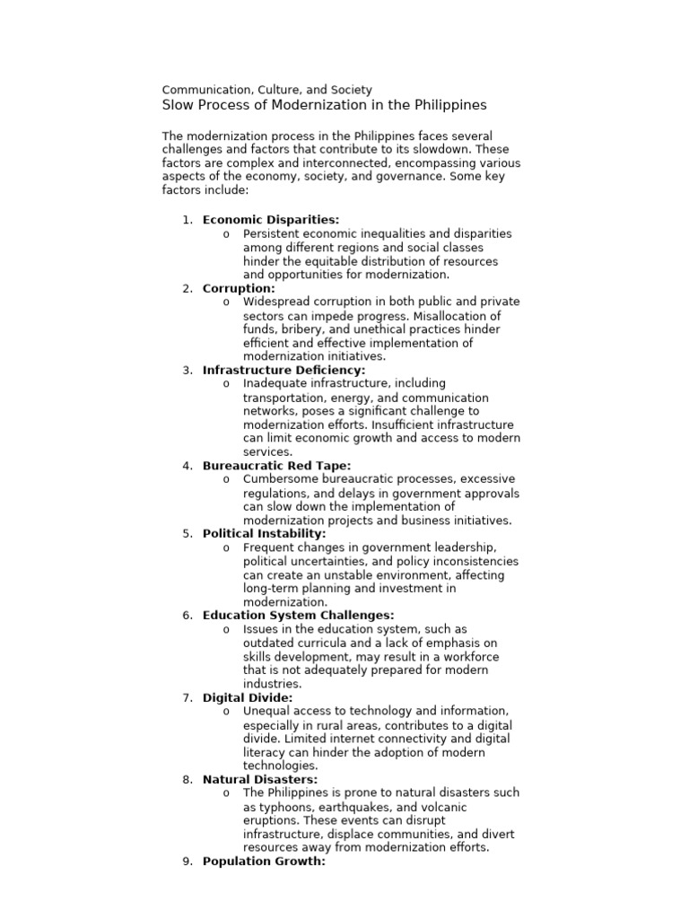 Challenges of Modernization in the Philippines | PDF | Sustainability ...