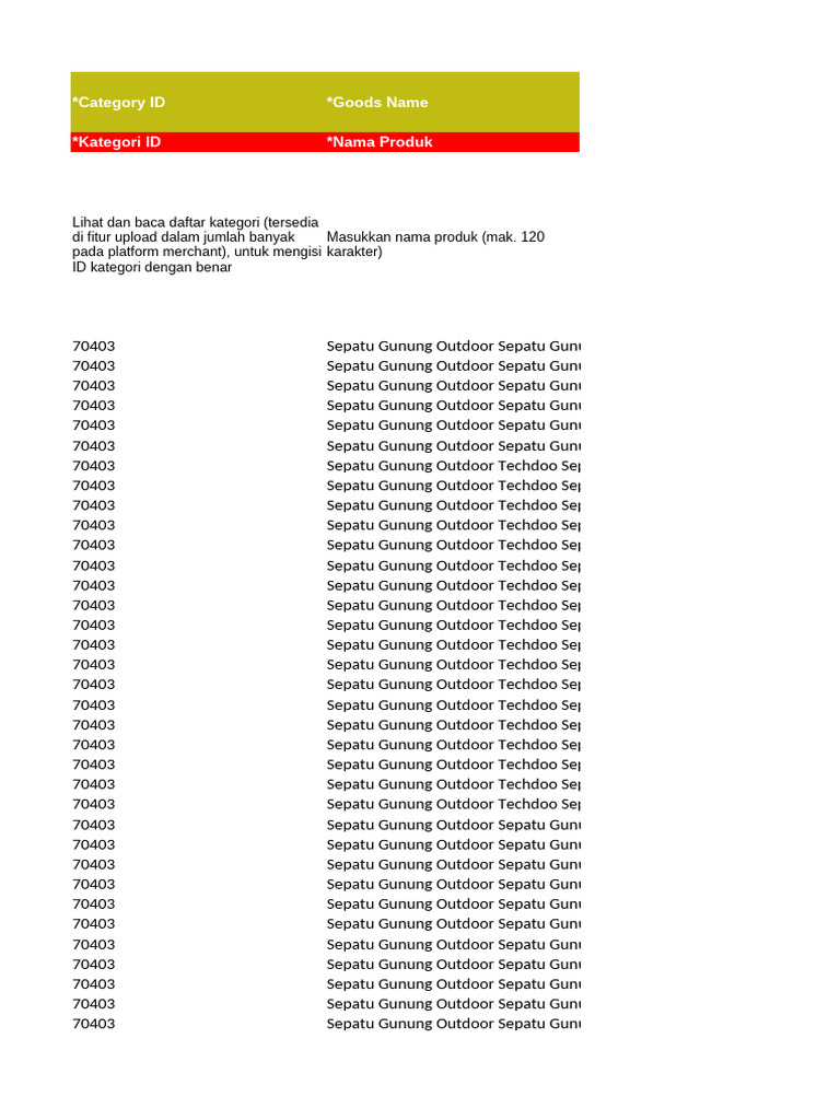 Bulk Upload Template-Indonesia | PDF