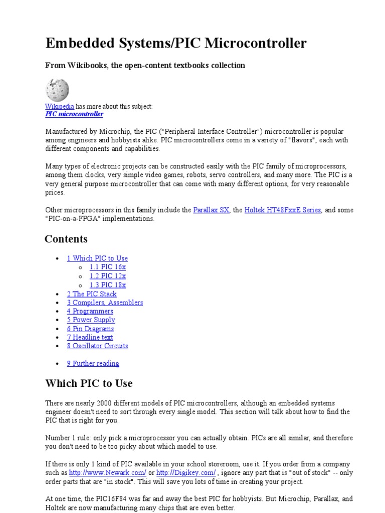 PIC Notes Embedded Systems | PDF | Pic Microcontroller | Microcontroller