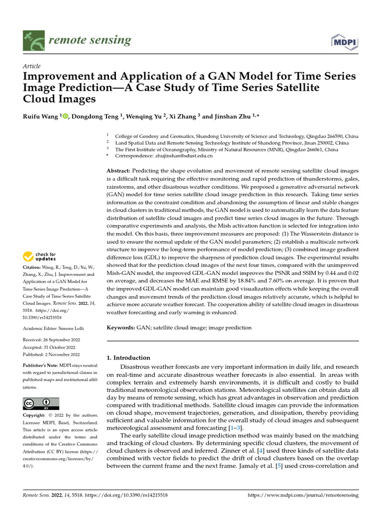 Improvement and Application of a GAN Model for Time Series Image Prediction | PDF | Cluster ...