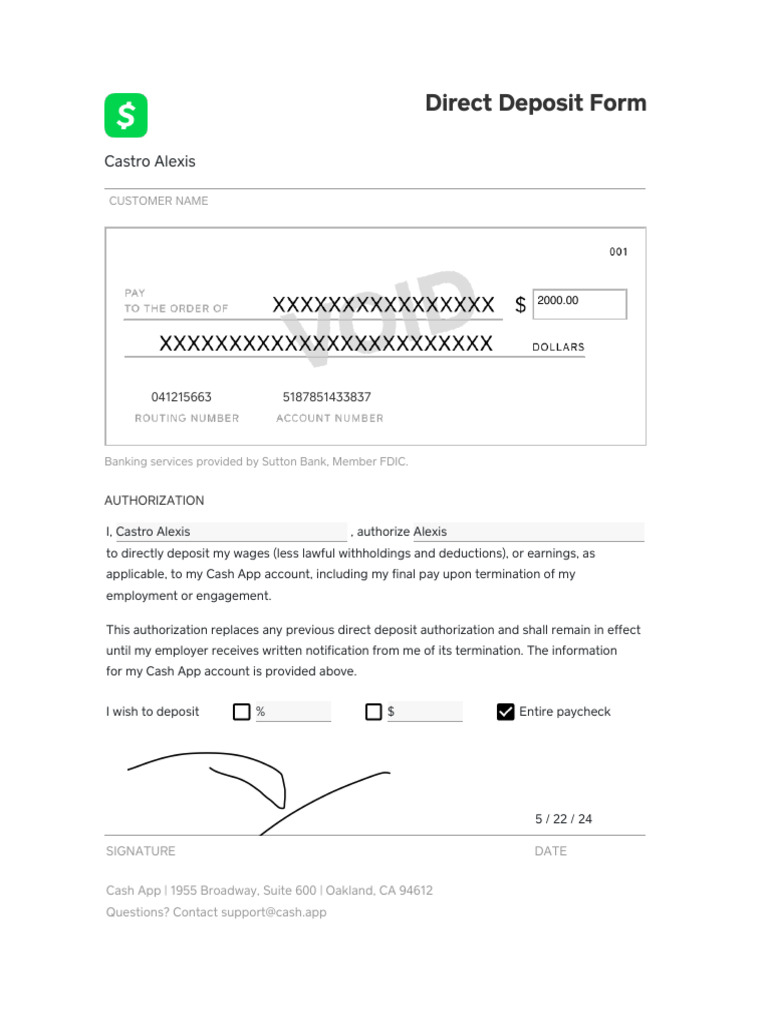 Direct Deposit Authorization Form | PDF