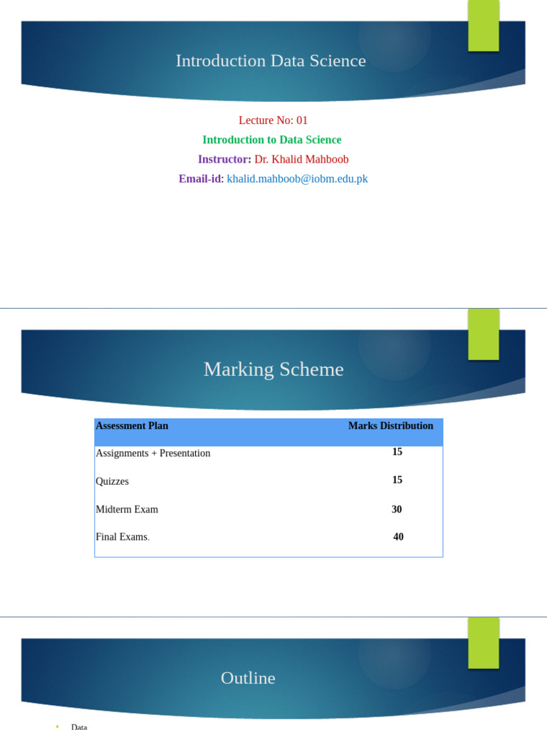 Lecture No 1 Introduction | PDF | Data Science | Data