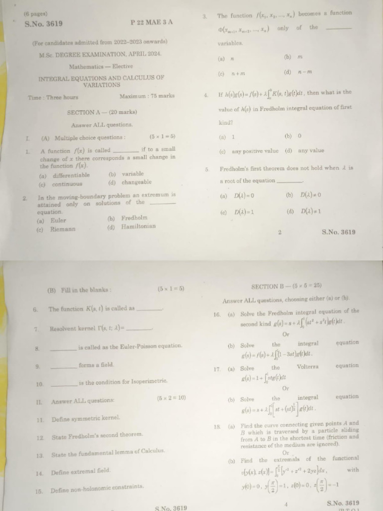 Integral Eqn QN Paper | PDF