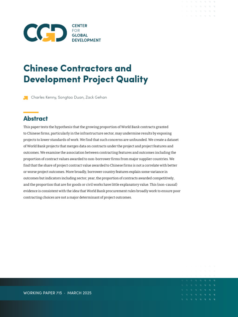 Chinese Contractors and Development Project Quality | PDF | World Bank ...
