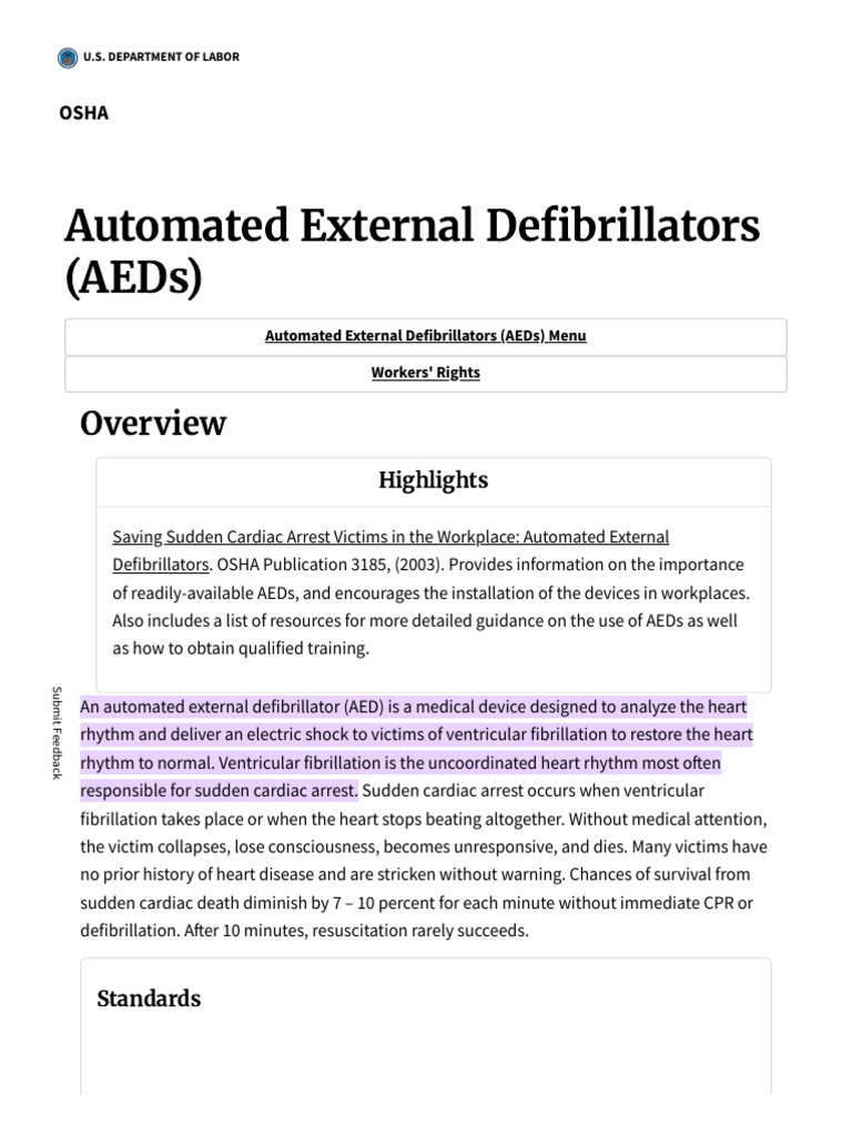 Automated External Defibrillators (AEDs) - Overview - Occupation | PDF | Cardiac Arrest ...