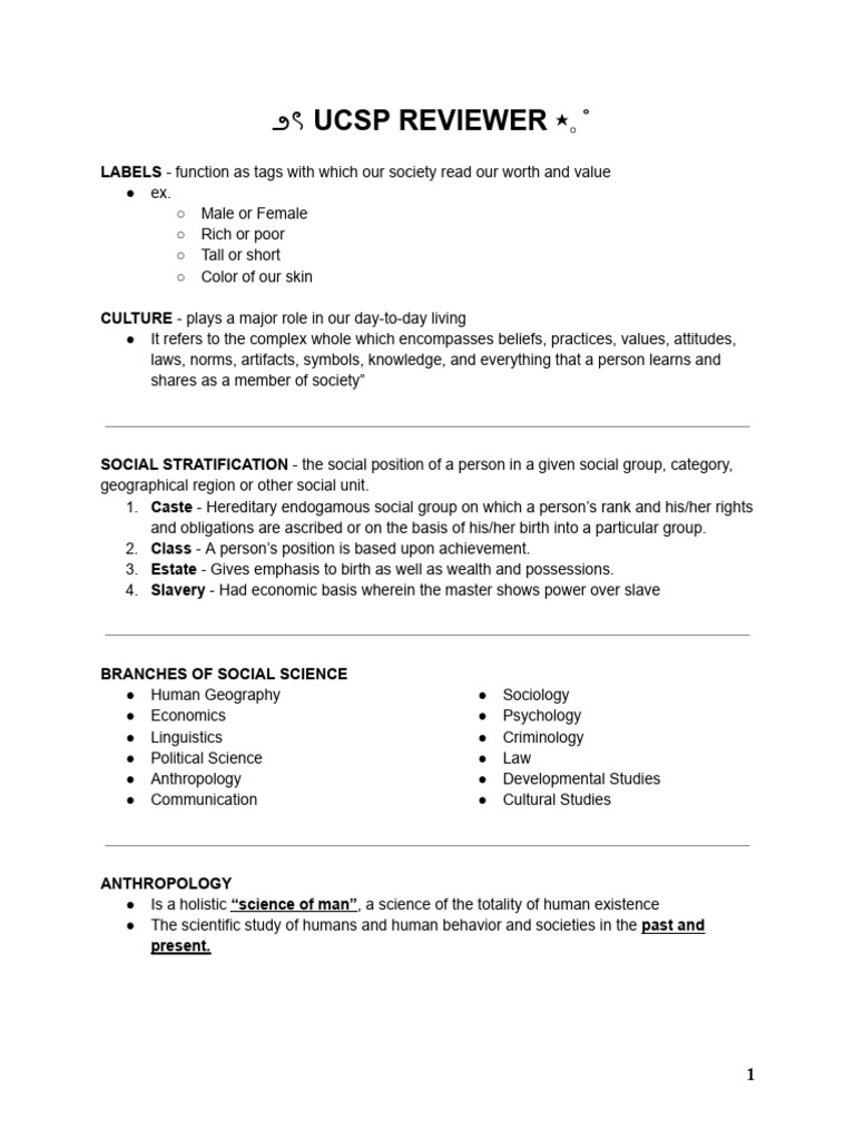 Ucsp Reviewer 3RD QRT GR 12 | PDF | Social Sciences | Liberal Arts ...