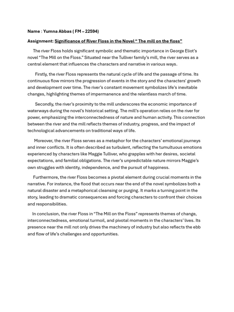 Novel Assignment River Floss | PDF