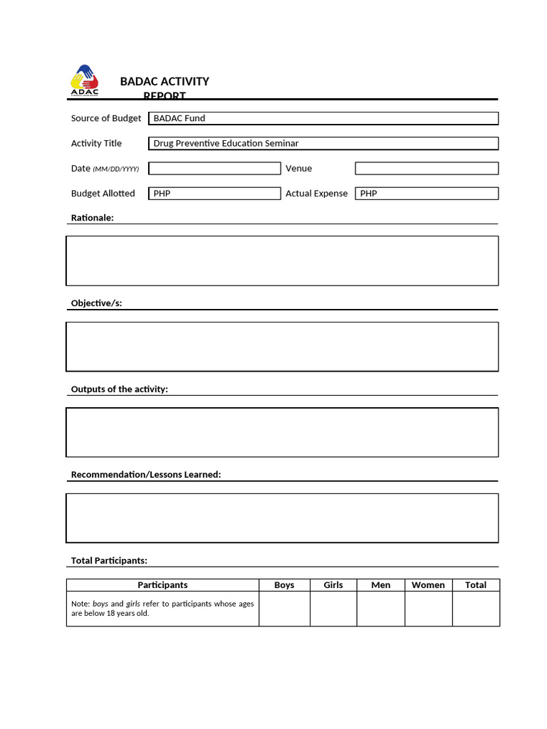 BADAC FORM - Activity Report | PDF