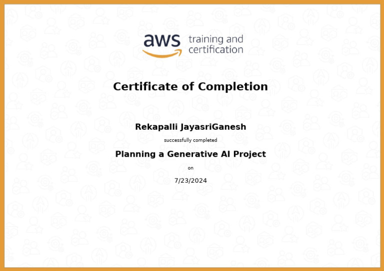 5 - 3674376 - 1721739274 - AWS Skill Builder Course Completion Certificate | PDF