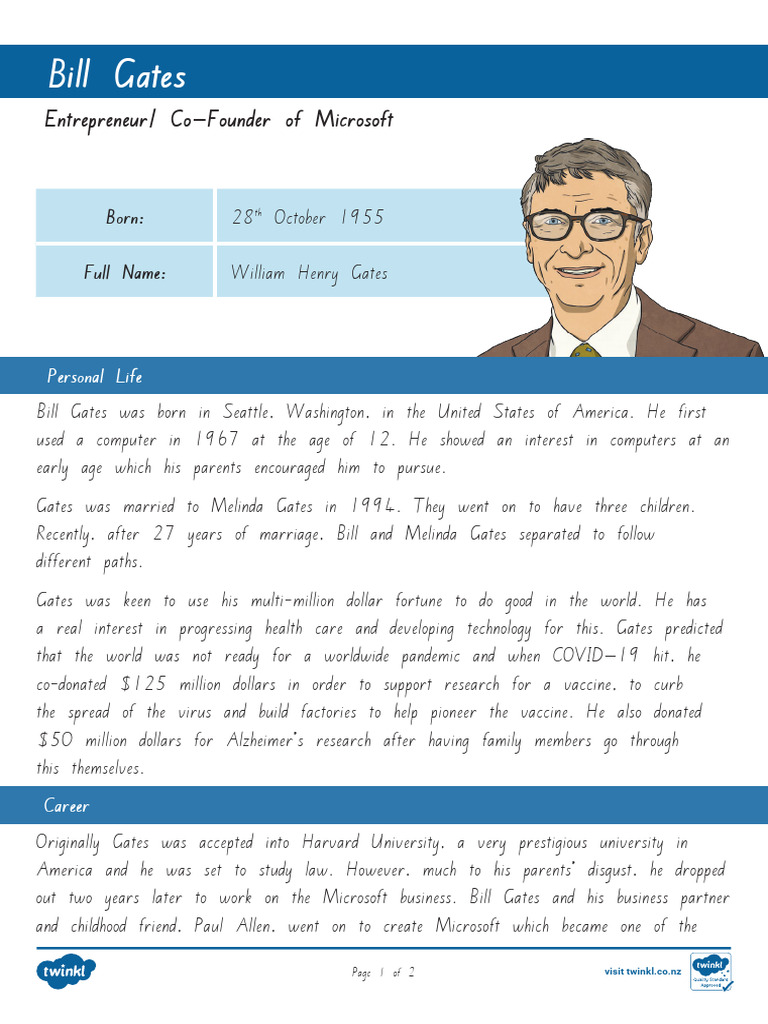 Bill Gates: Microsoft Co-Founder & Philanthropist | PDF
