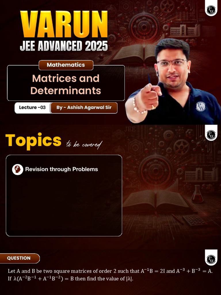 Matrices and Determinants 03 - Unsolved Notes - Only PDF | PDF ...