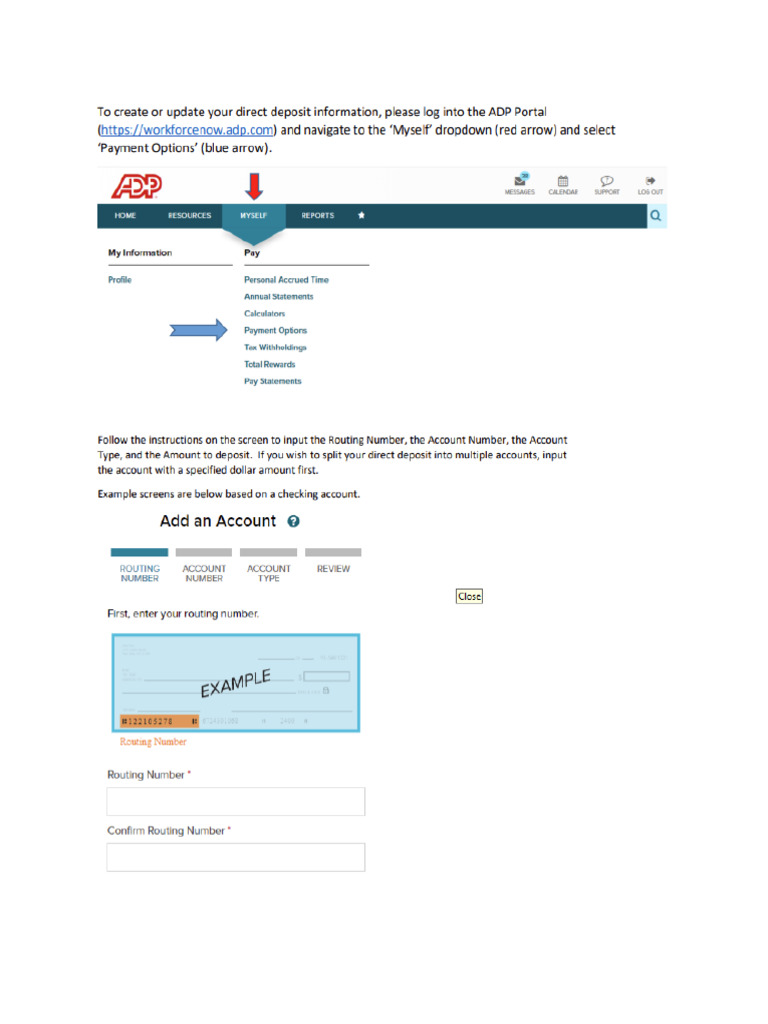 ADP Direct Deposit Instructions | PDF