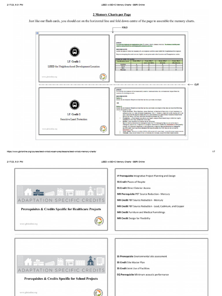 LEED v4 BD-C Memory Charts | PDF
