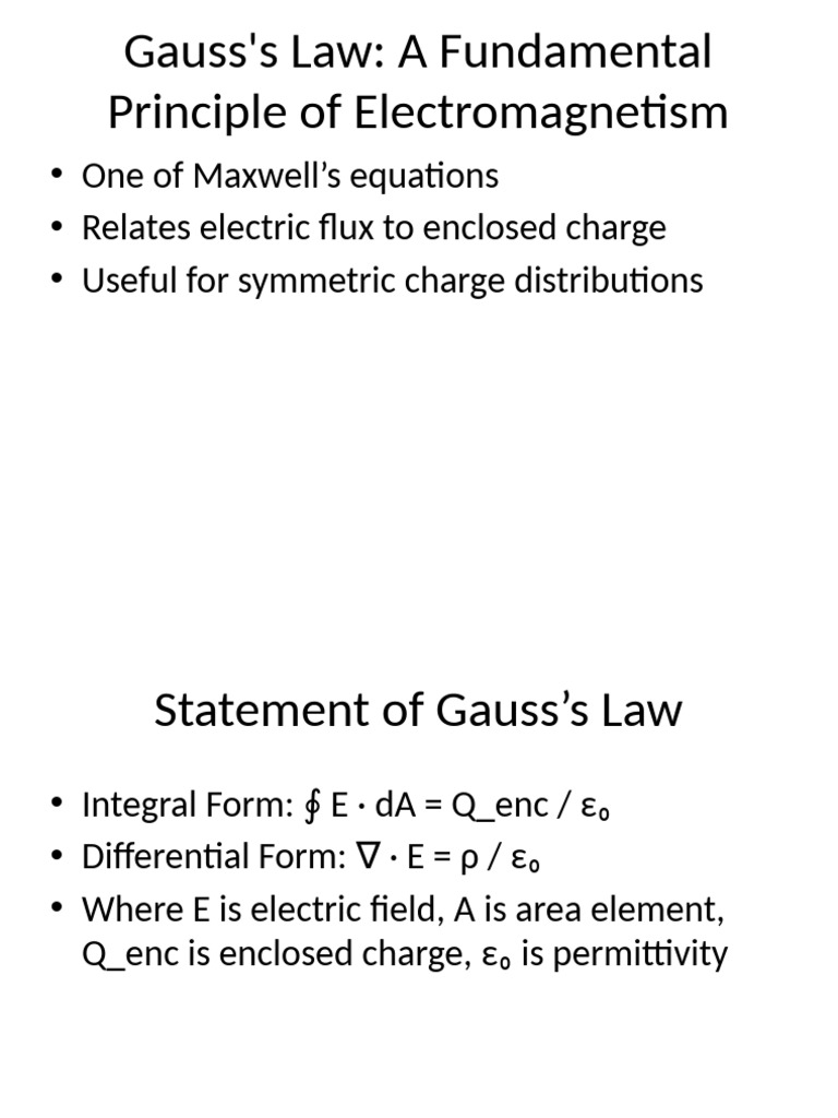 Gauss Law Presentation | PDF