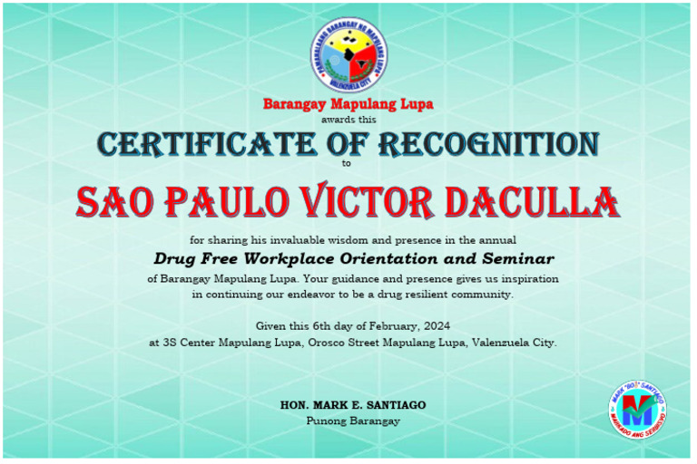 ML Certificate For Speaker | PDF