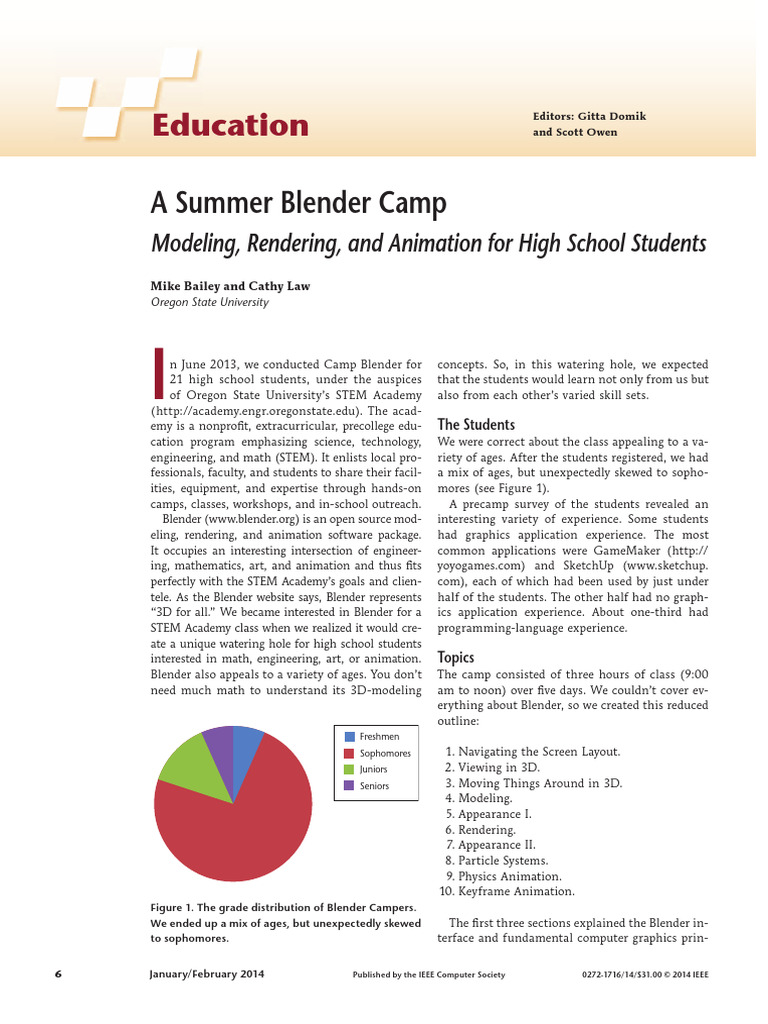 Summer Blender Camp for High Schoolers | PDF | 3 D Computer Graphics ...