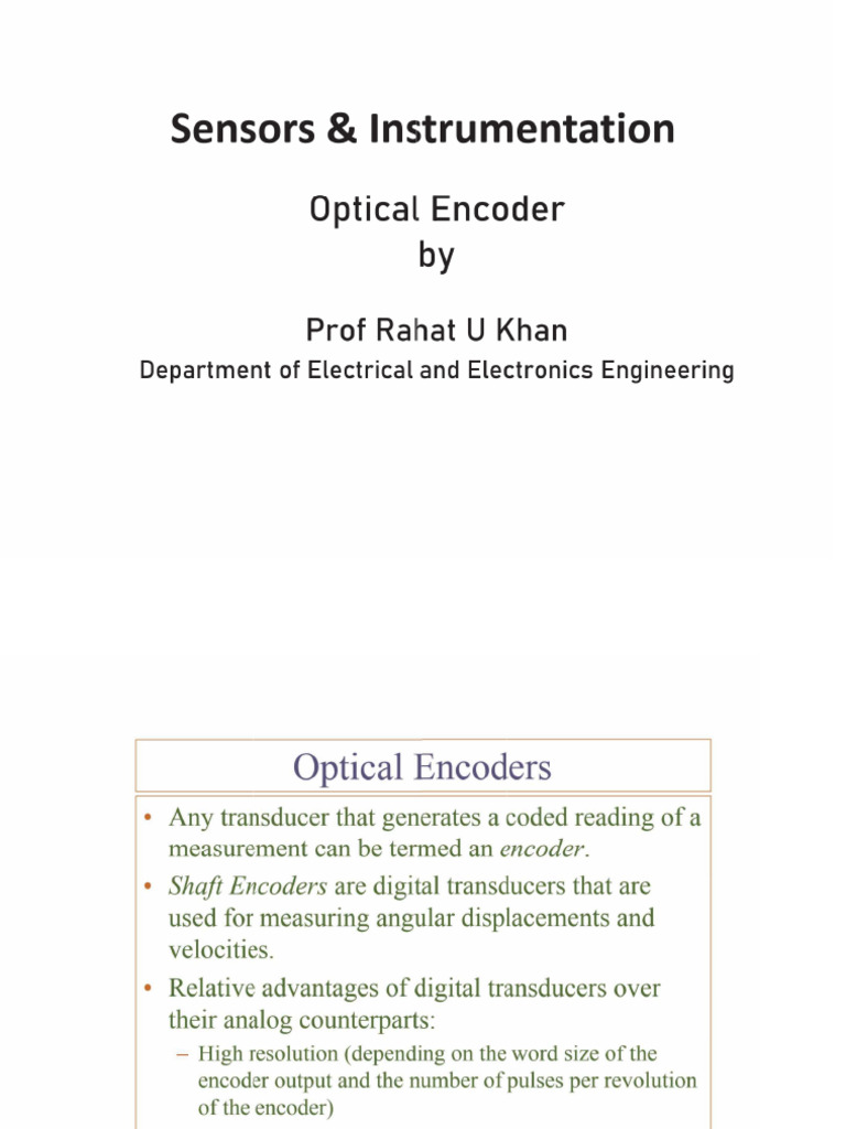 Unit - 1 Sensors Instrumentation Optical Encoders 22 | PDF