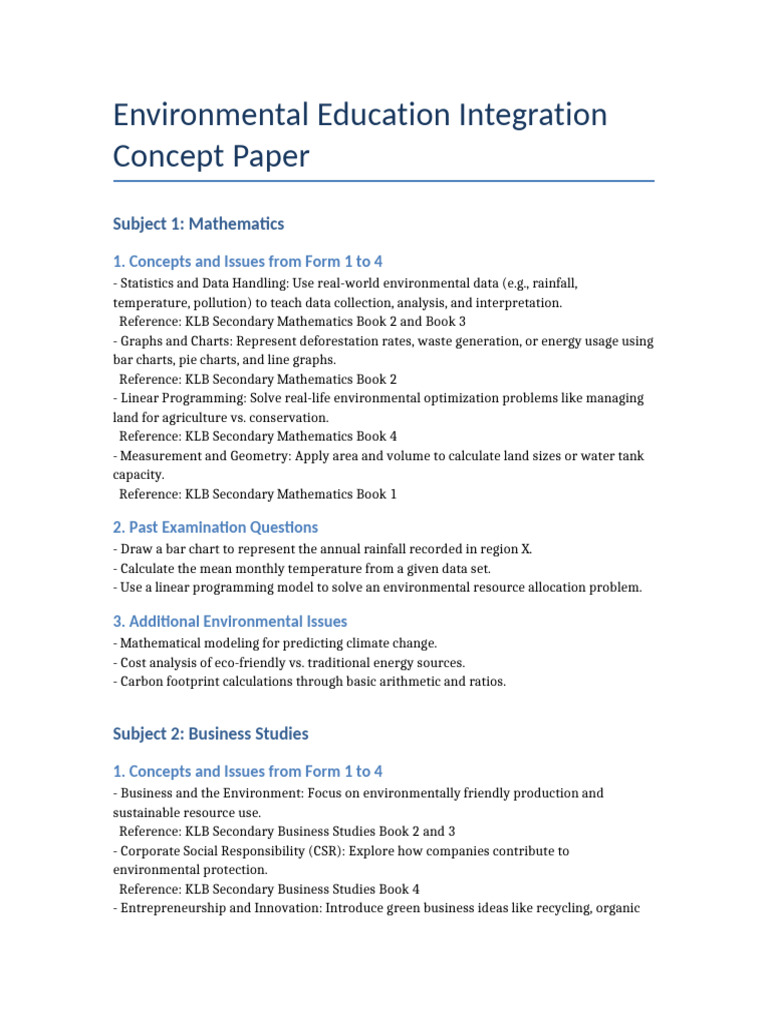 Environmental_Education_Concept_Paper | PDF | Mathematics | Corporate ...