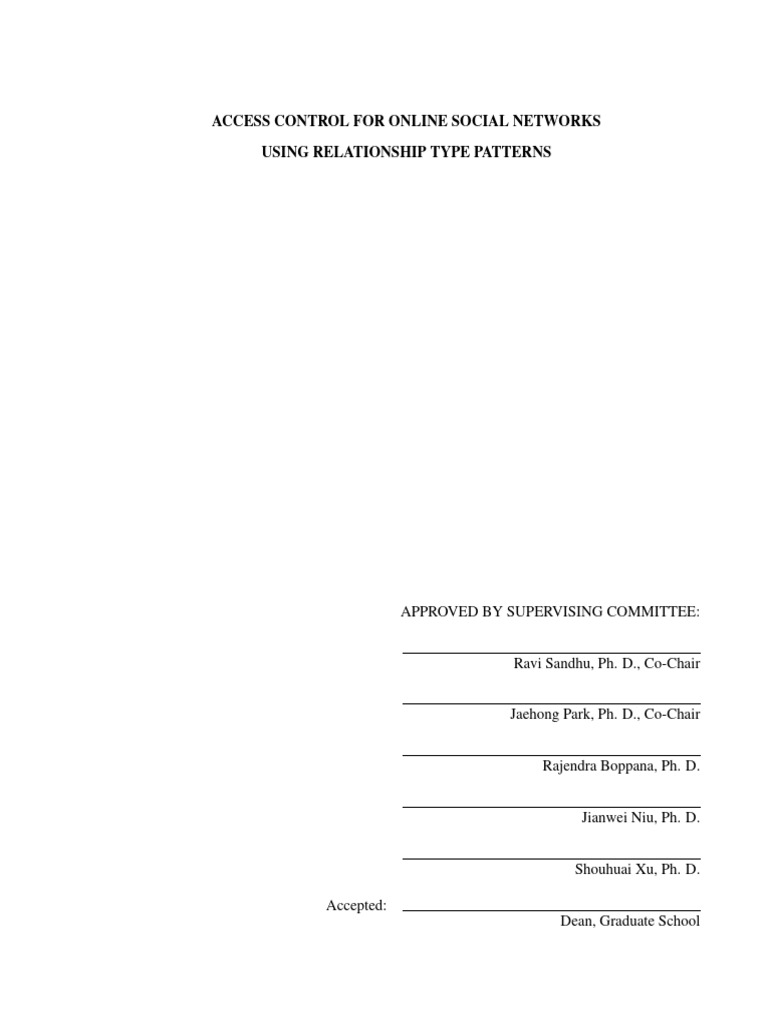Access Control for Online Social Networks Using Relationship Type Patterns | PDF | Privacy ...