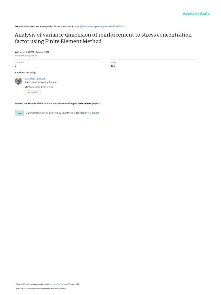Analysis of Variance Dimension of Reinforcement To KT Using FEM | PDF ...