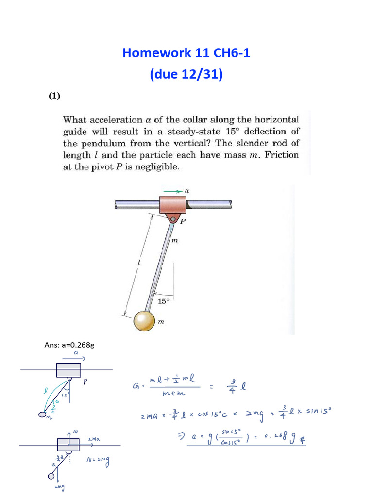 動力學 HW11 CH6-1 | PDF