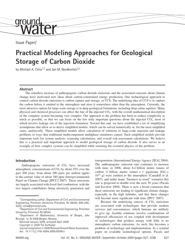 Simplified Models for CO2 Geological Storage | PDF | Carbon Capture And ...