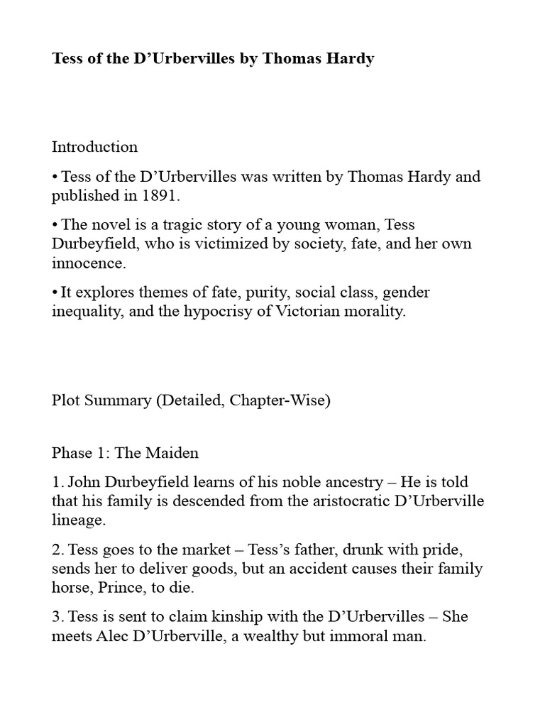 Tess of The D'Urbervilles by Thomas Hardy | PDF | Tess Of The D'urbervilles