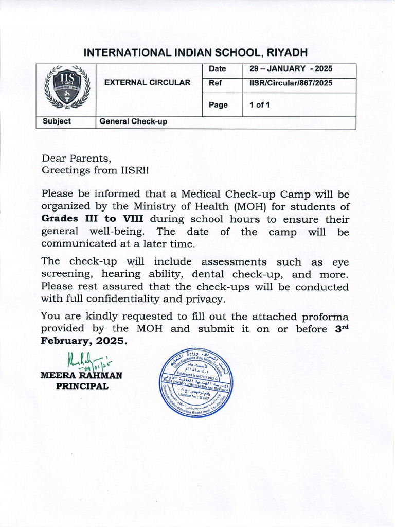 Circular - General Check Up | PDF