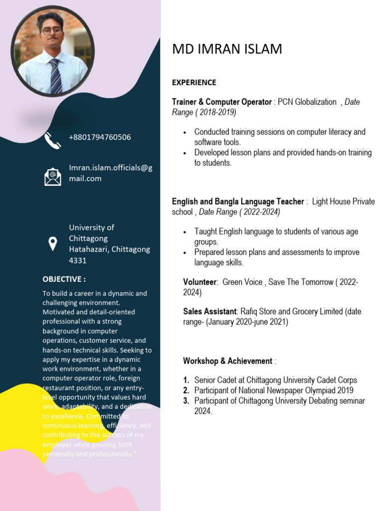 Updated CV of Imran Islam | PDF | Learning | Human Communication