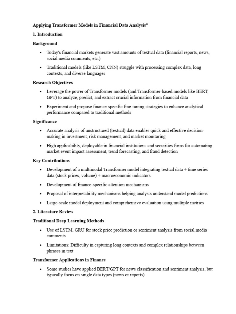 Applying Transformer Models in Financial Data Analysis | PDF | Data Analysis | Time Series