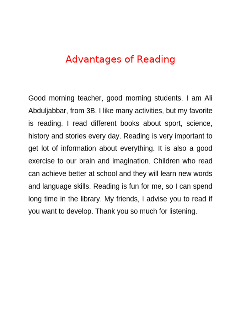 Advantages of Reading | PDF